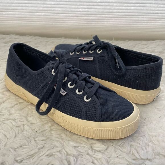 Superga | Shoes | Superga Cotuclassic Lace Up Sneakers Navy Blue Size ...